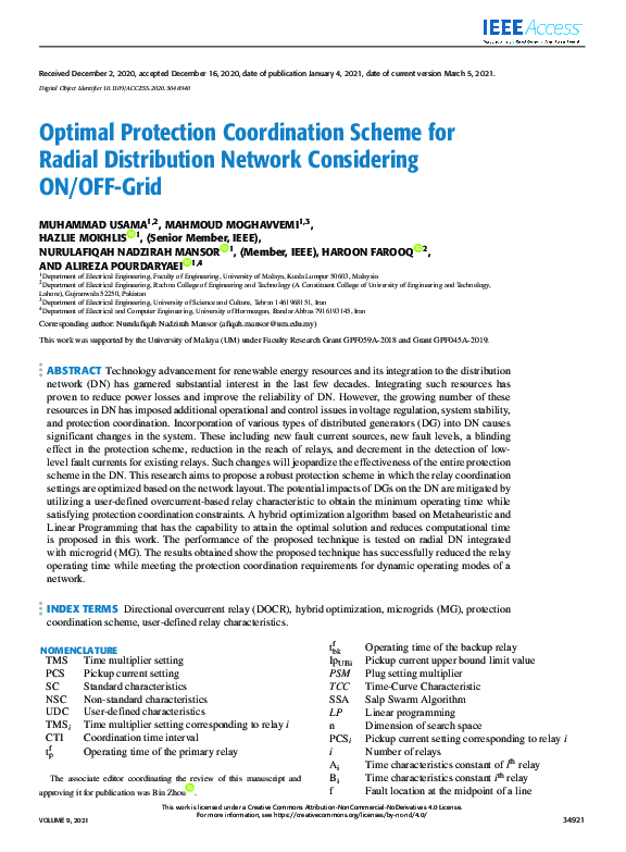 Pdf Optimal Protection Coordination Scheme For Radial Distribution