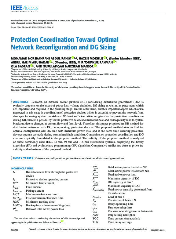 (PDF) Protection Coordination Toward Optimal Network Reconfiguration ...