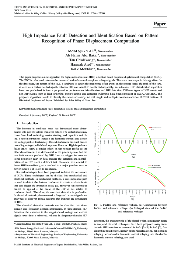 (PDF) High impedance fault detection and identification based on pattern recognition of phase ...