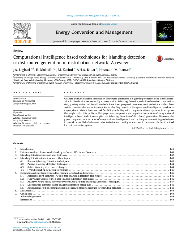 Pdf Computational Intelligence Based Techniques For Islanding Detection Of Distributed