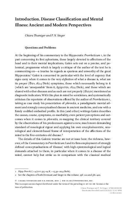 (PDF) Introduction. Disease Classification and Mental Illness: Ancient ...