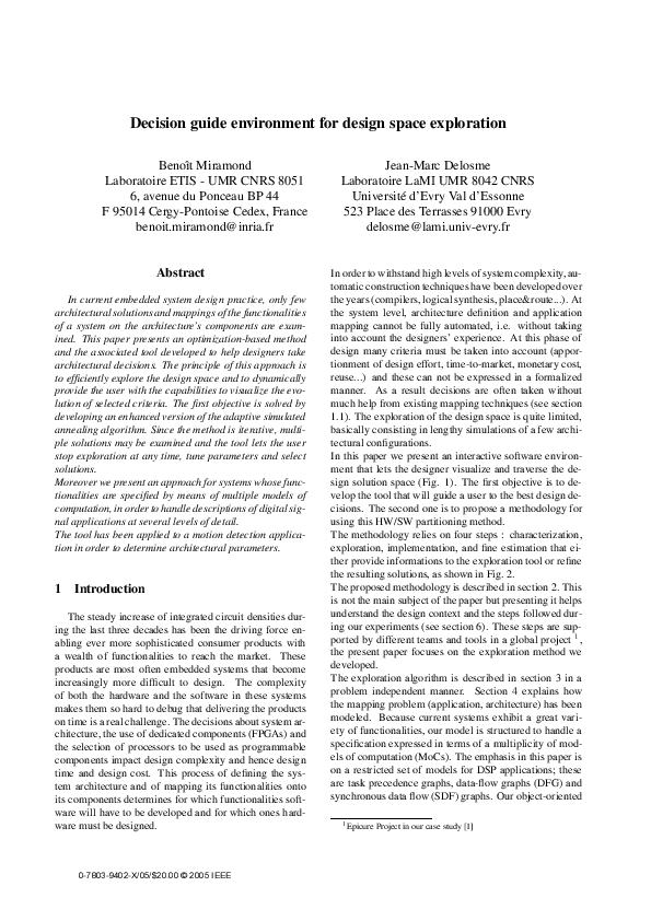 (PDF) Decision guide environment for design space exploration