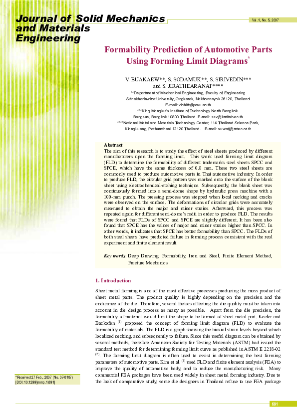 (PDF) Formability Prediction of Automotive Parts Using Forming Limit Diagrams