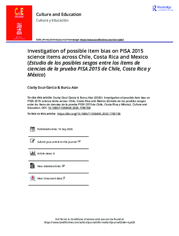 (PDF) Investigation of possible item bias on PISA 2015 science items ...