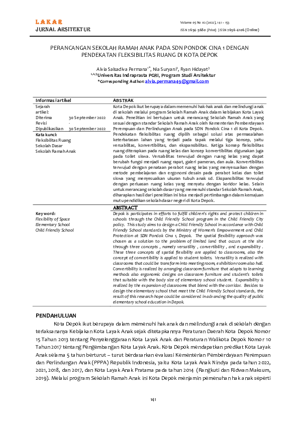 (PDF) Perancangan Sekolah Ramah Anak Pada SDN Pondok Cina 1 Dengan ...