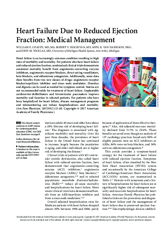 (PDF) Heart Failure Due to Reduced Ejection Fraction: Medical Management