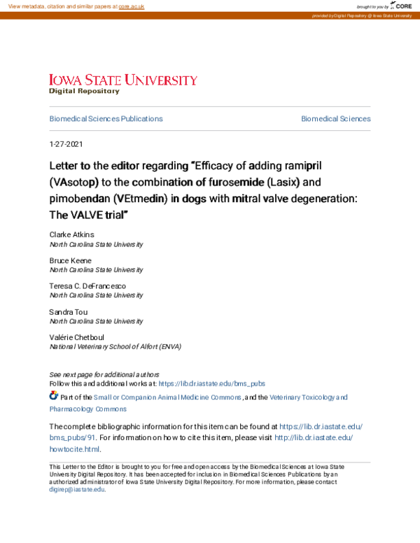 (PDF) Letter to the editor regarding “Efficacy of adding ramipril ...