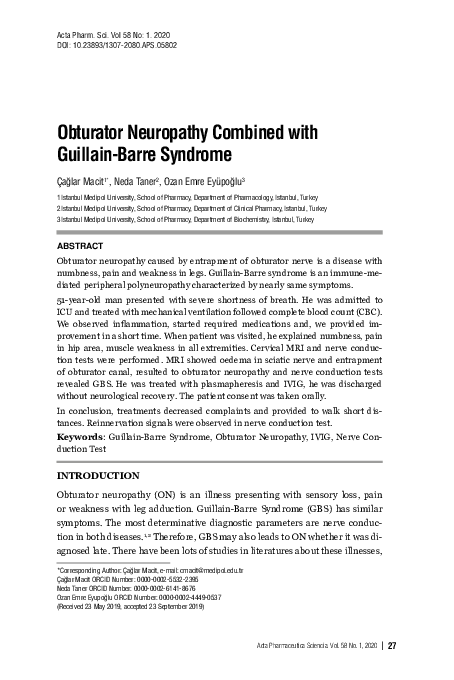 (PDF) Obturator neuropathy combined with guillain-barre syndrome