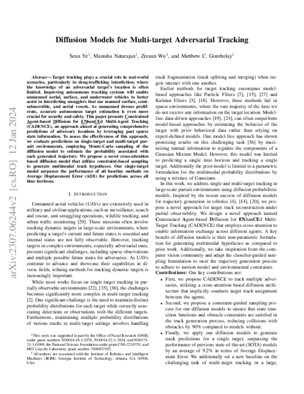 (PDF) Diffusion Based Multi-Agent Adversarial Tracking