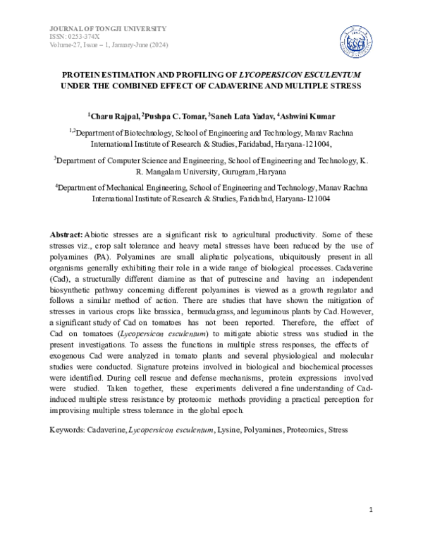 (PDF) PROTEIN ESTIMATION AND PROFILING OF LYCOPERSICON ESCULENTUM UNDER THE COMBINED EFFECT OF ...