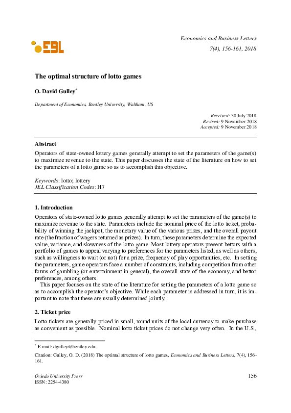 (PDF) The optimal structure of lotto games
