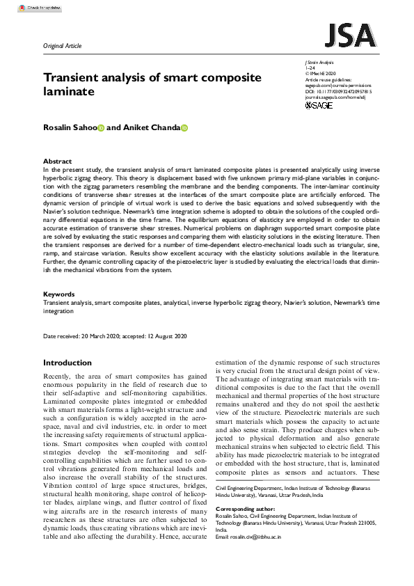 (PDF) Transient analysis of smart composite laminate