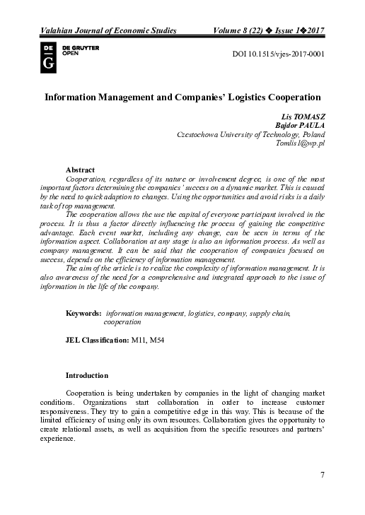 (PDF) Effective Information Management in Logistics