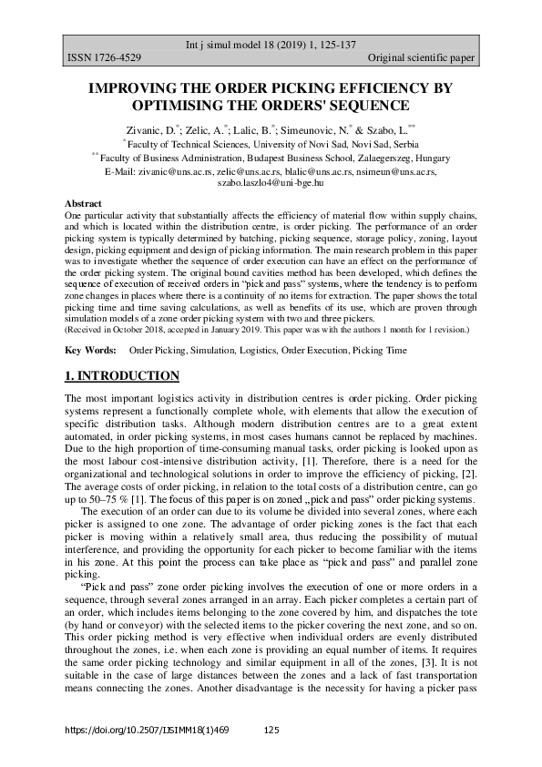 (PDF) Optimizing Order Sequencing for Picking Efficiency