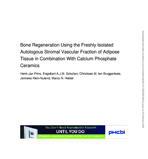 (PDF) Bone Regeneration Using the Freshly Isolated Autologous Stromal Vascular Fraction of ...