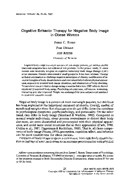 (PDF) Cognitive behavior therapy for negative body image