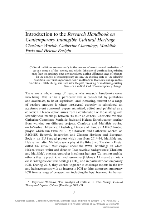 (PDF) Introduction to the Research Handbook on Contemporary Intangible ...