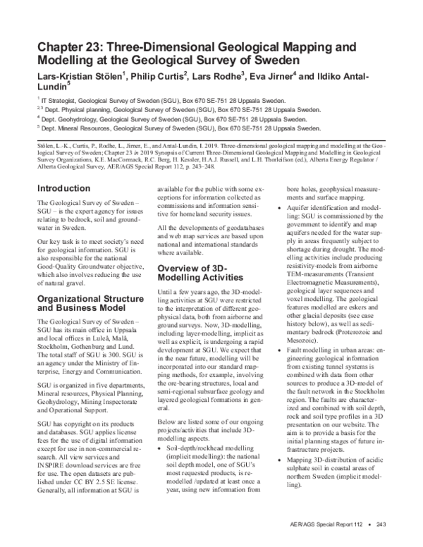 (PDF) Three-dimensional geological mapping and modelling at the ...