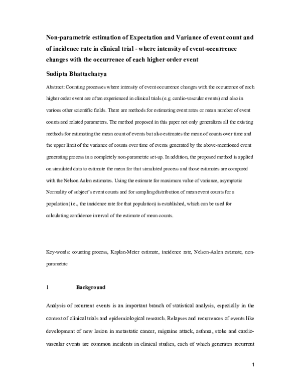 Pdf Non Parametric Estimation Of Expectation And Variance Of Event