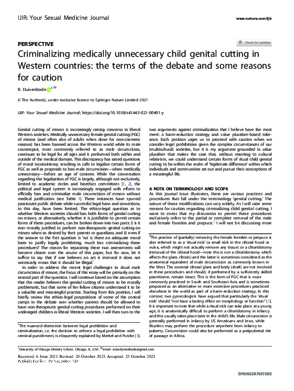 (PDF) Criminalizing medically unnecessary child genital cutting in ...