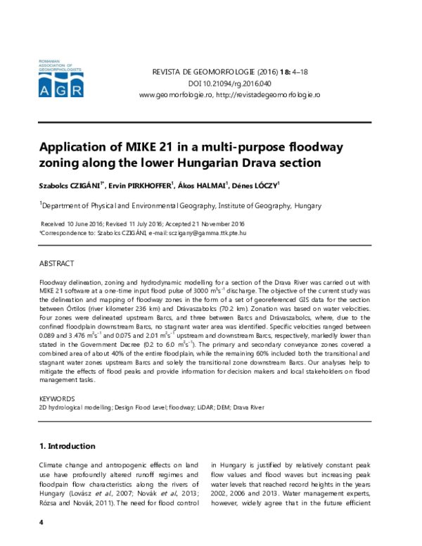 (PDF) Application of MIKE 21 in a multi-purpose floodway zoning along ...