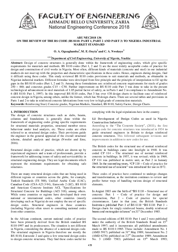 (PDF) ABU NEC2018 136 ON THE REVIEW OF THE BS CODE (BS 8110: PART 1 ...