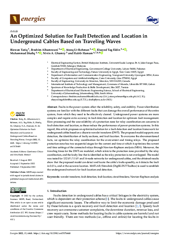 (PDF) An Optimized Solution for Fault Detection and Location in Underground Cables Based on ...