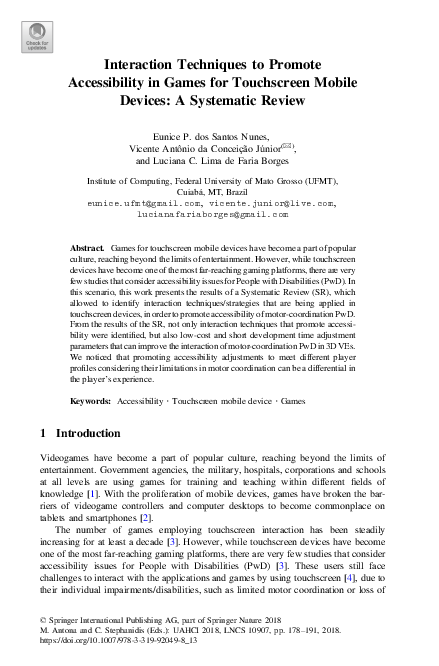 (PDF) Interaction Techniques to Promote Accessibility in Games for Touchscreen Mobile Devices: A ...
