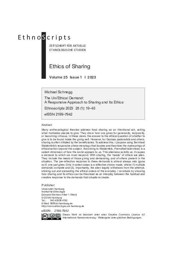 (PDF) The Un/Ethical Demand: A Responsive Approach to Sharing and Its ...