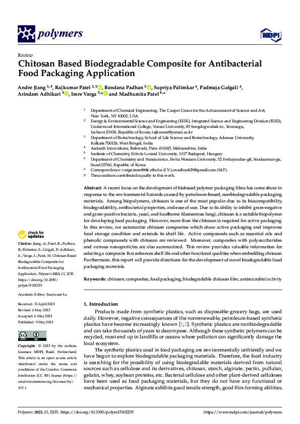 (PDF) Chitosan Based Biodegradable Composite for Antibacterial Food ...