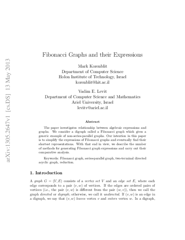 Pdf Fibonacci Graphs And Their Expressions