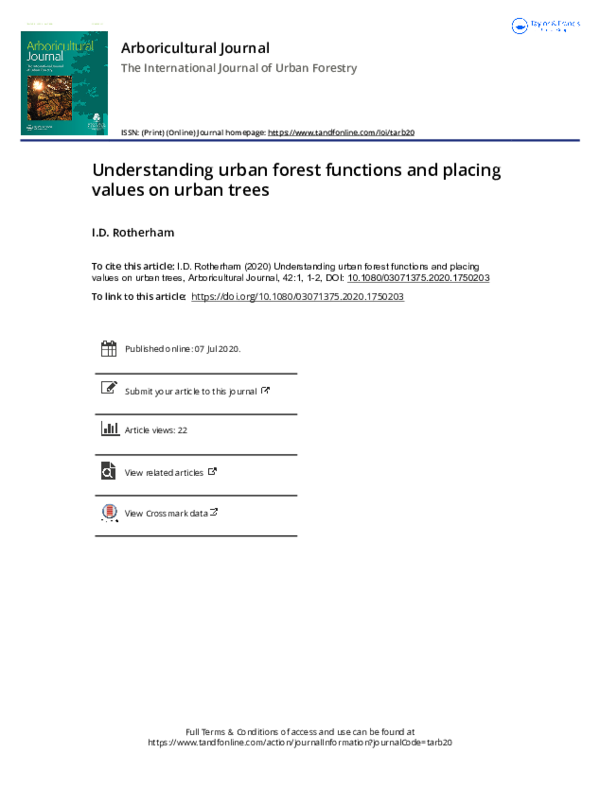 (PDF) Understanding urban forest functions and placing values on urban trees