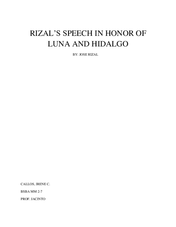 (PDF) Rizal's Tribute to Luna and Hidalgo's Legacy