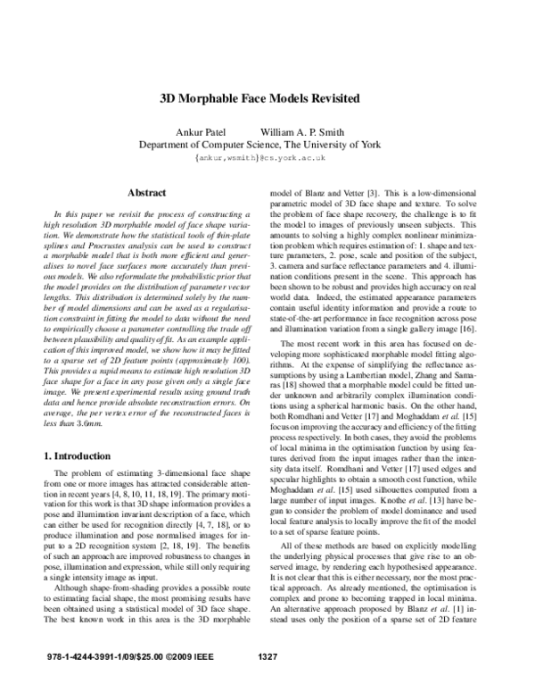 (PDF) 3D morphable face models revisited