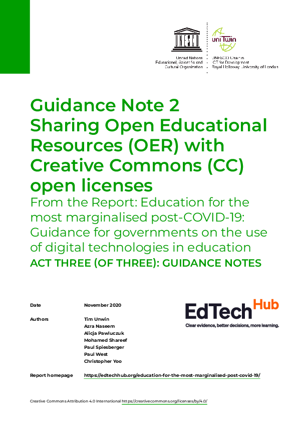 (PDF) Guidance Note 2 Sharing Open Educational Resources (OER) with ...