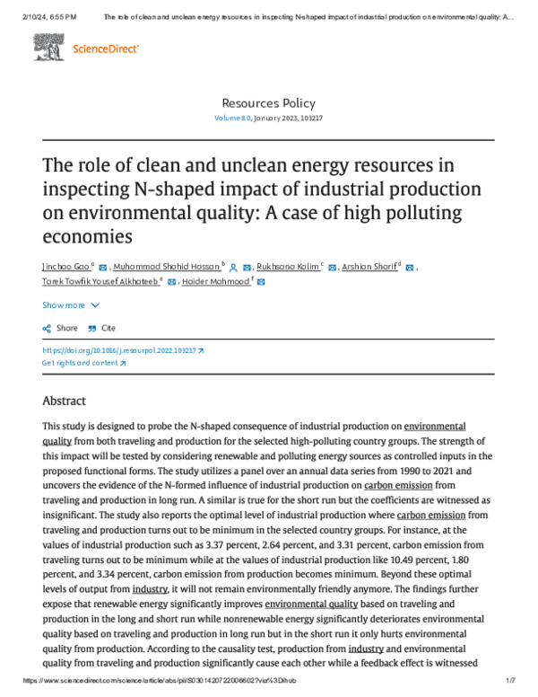 (PDF) The role of clean and unclean energy resources in inspecting N ...