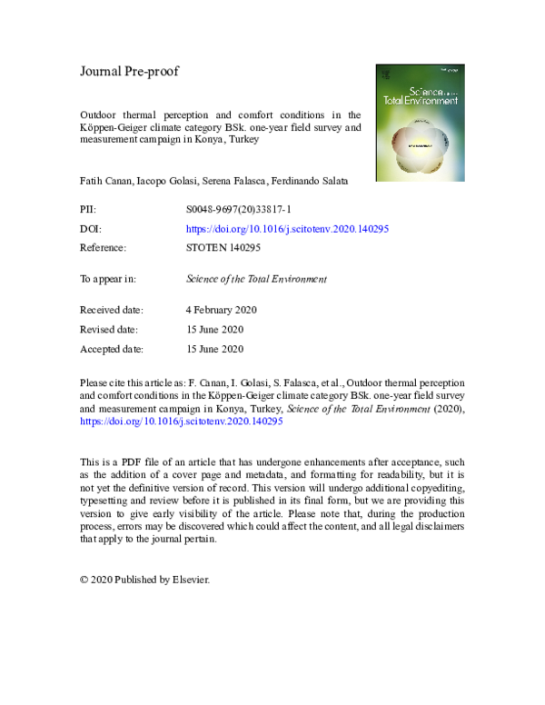 (PDF) Outdoor thermal perception and comfort conditions in the Köppen ...