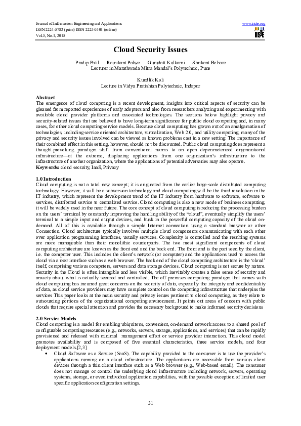 (PDF) Cloud Security Issues