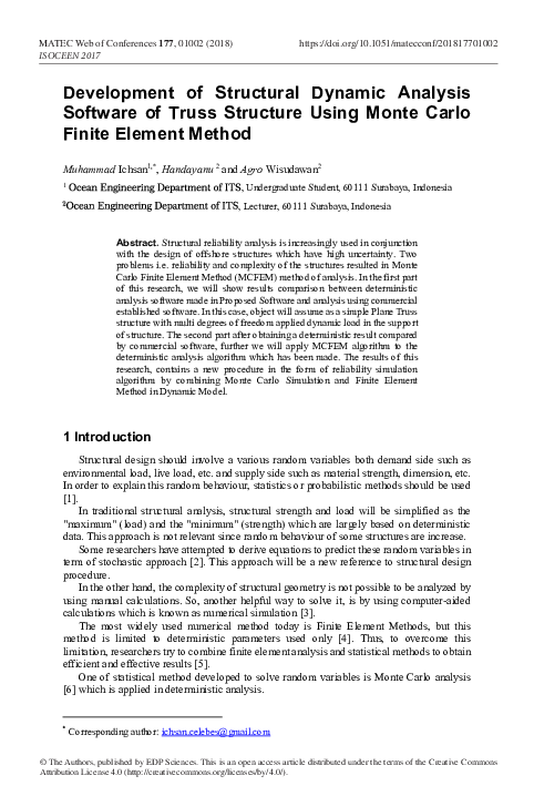 (PDF) Dynamic Reliability Analysis of Truss Structures