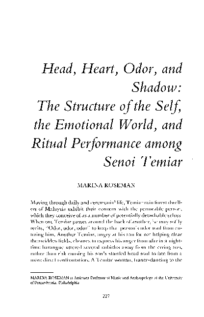 (PDF) Head, Heart, Odor, and Shadow: The Structure of the Self, the ...