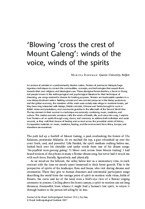(PDF) ?Blowing 'cross the crest of Mount Galeng?: winds of the voice ...