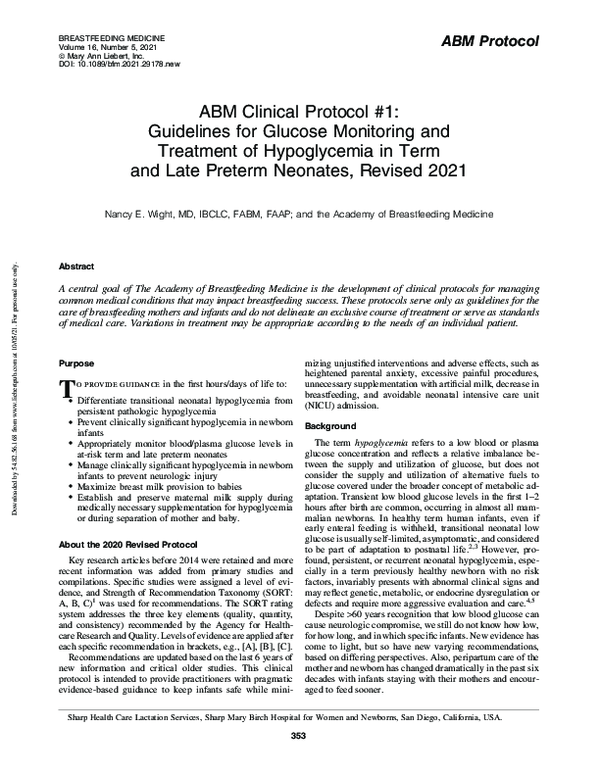 (PDF) ABM Clinical Protocol #1: Guidelines for Glucose Monitoring and ...