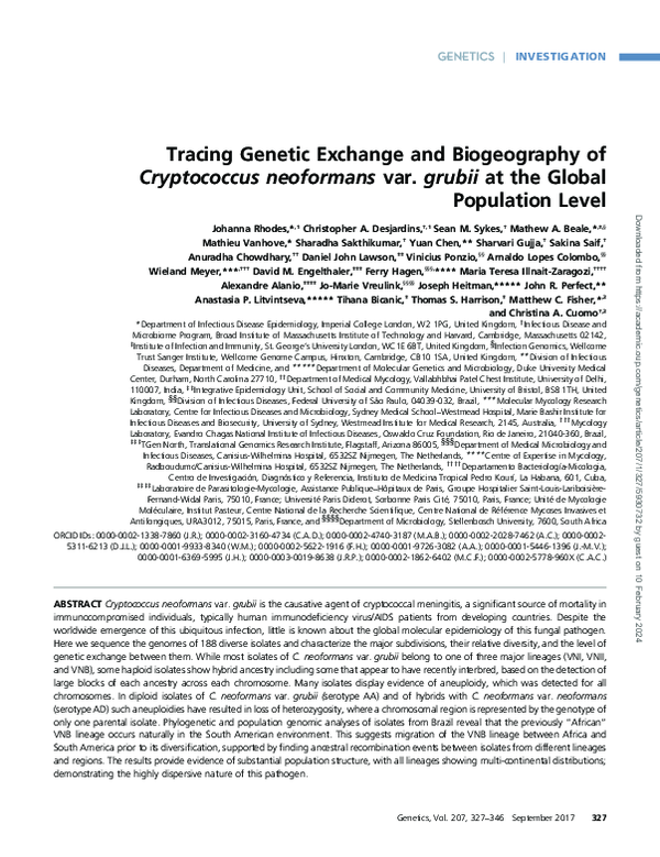(PDF) Tracing Genetic Exchange and Biogeography of Cryptococcus ...
