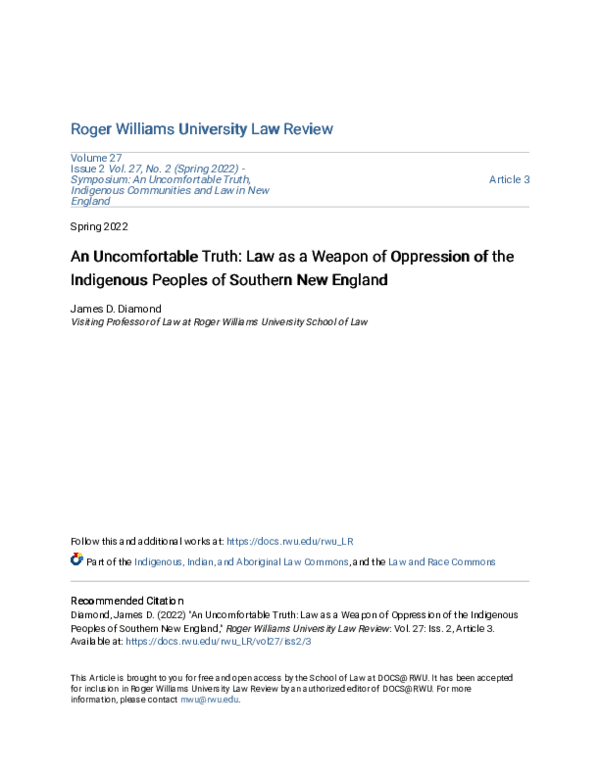 (PDF) An Uncomfortable Truth: Law as a Weapon of Oppression of the ...