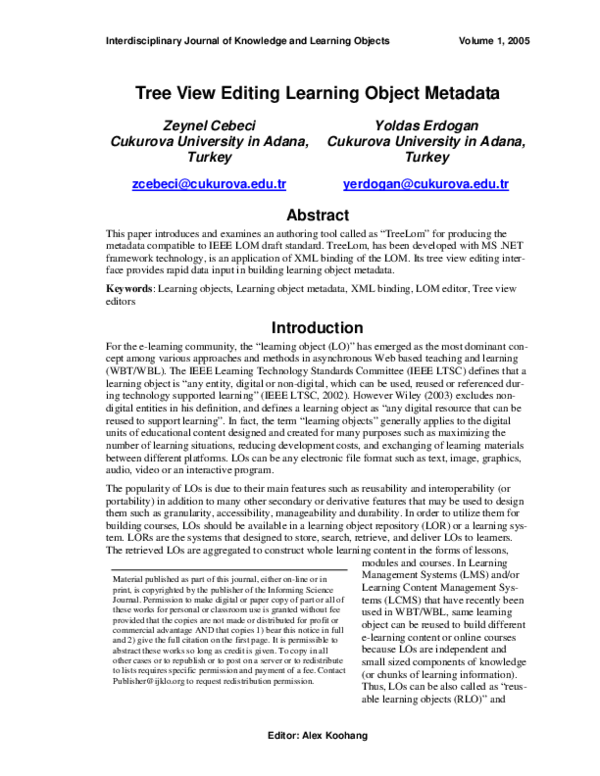 (PDF) Tree View Editing Learning Object Metadata