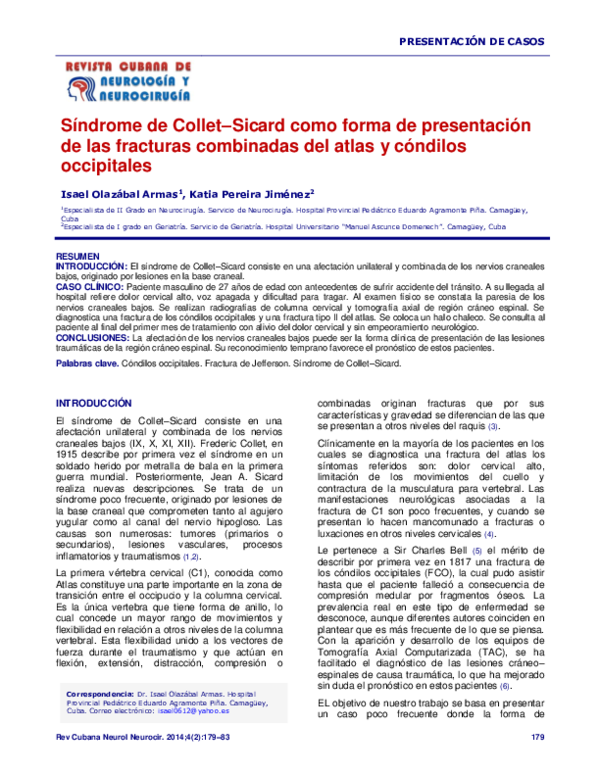 (PDF) Síndrome de Collet–Sicard como forma de presentación de las ...