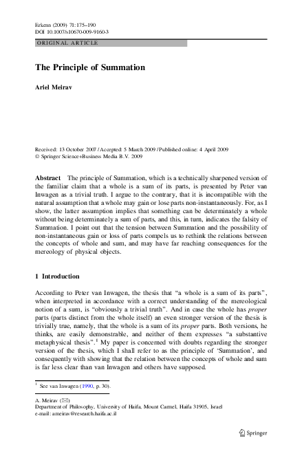 (PDF) The Principle of Summation