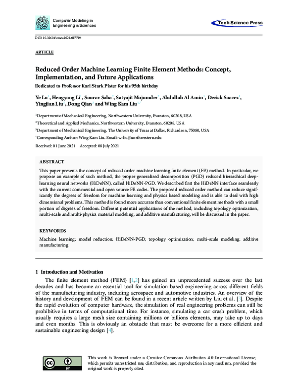 Pdf Reduced Order Machine Learning Finite Element Methods Concept Implementation And Future