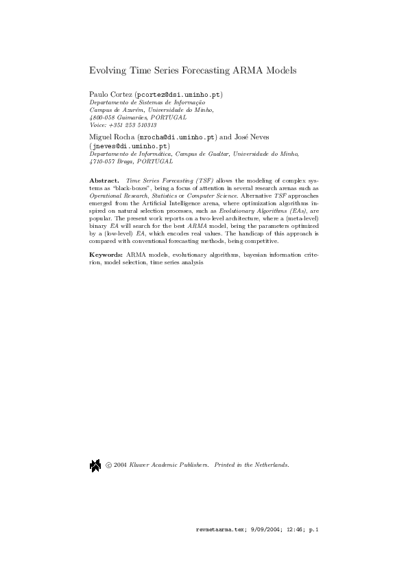 (PDF) Evolving Time Series Forecasting ARMA Models | Miguel Angel Villalon Rocha - Academia.edu