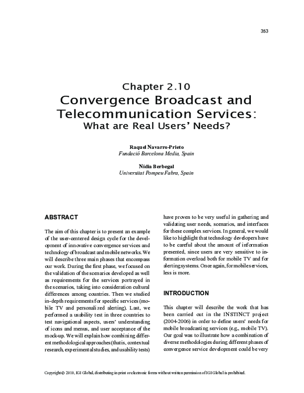(PDF) Convergence Broadcast and Telecommunication Services